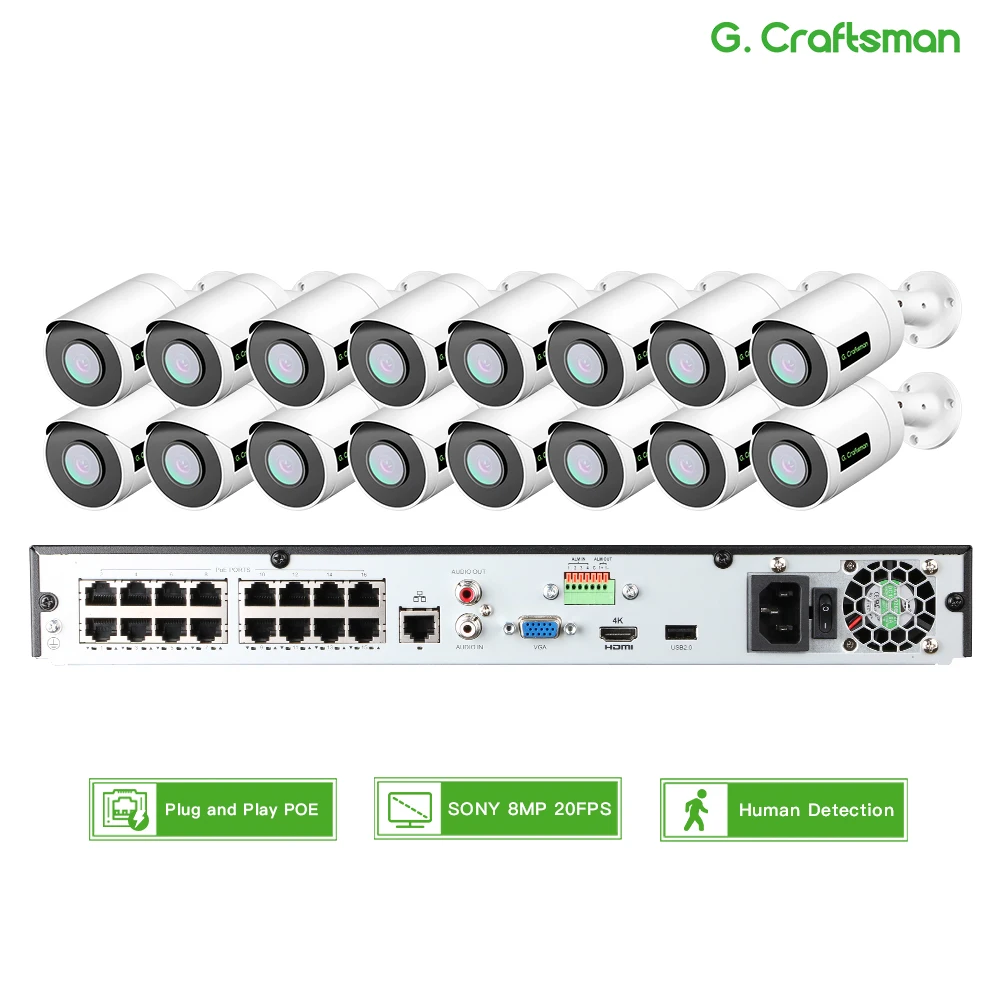 G.Craftsman 4K NVR система видеонаблюдения Sony 8MP | AliExpress