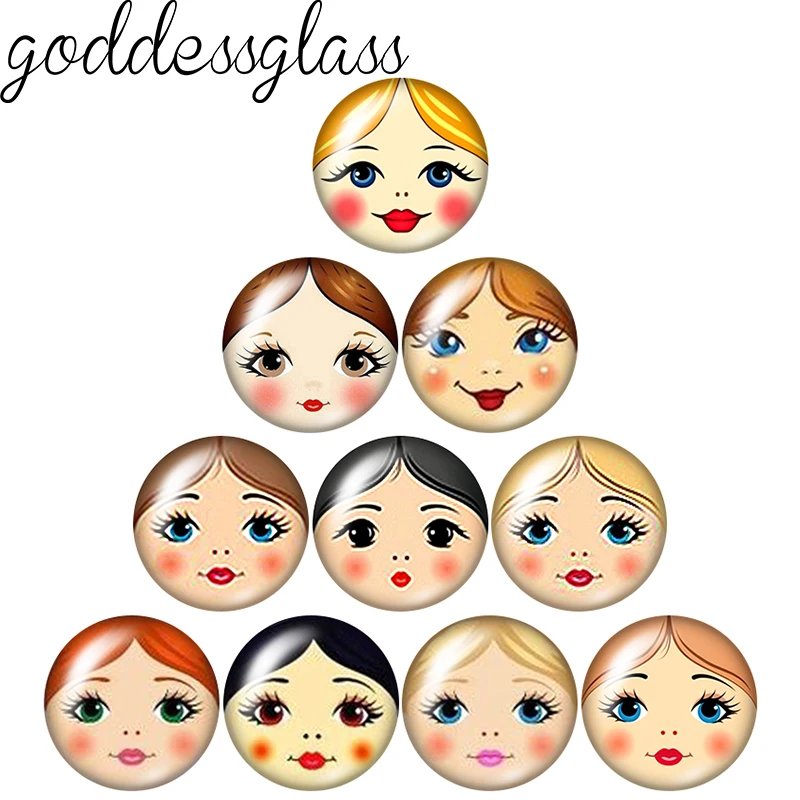 Matryoshka doll Face Girl Face 12mm/18mm/20mm/25mm Round photo glass ...