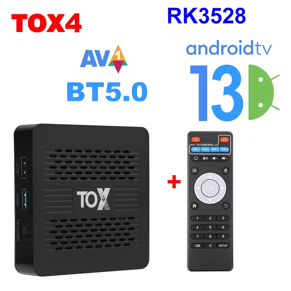 ТВ-приставка TOX4 Android 13 RK3528 4 Гб ОЗУ 32 Гб ПЗУ BT 5,0 AV1 1000M ...