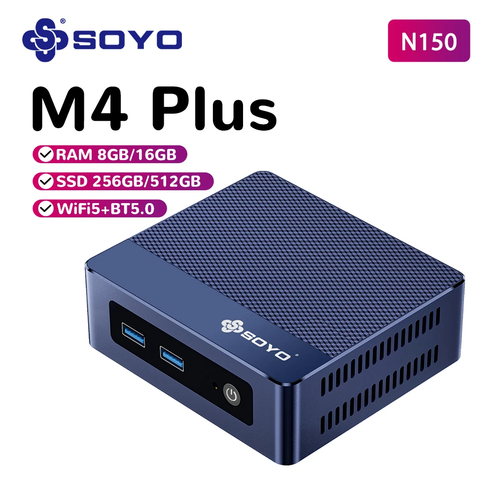 SOYO Mini PC M4 Plus Intel Twin Lake N150 Процессор 16 ГБ DDR4 RAM 512 ГБ ПЗУ WiFi5 BT5.0 ...