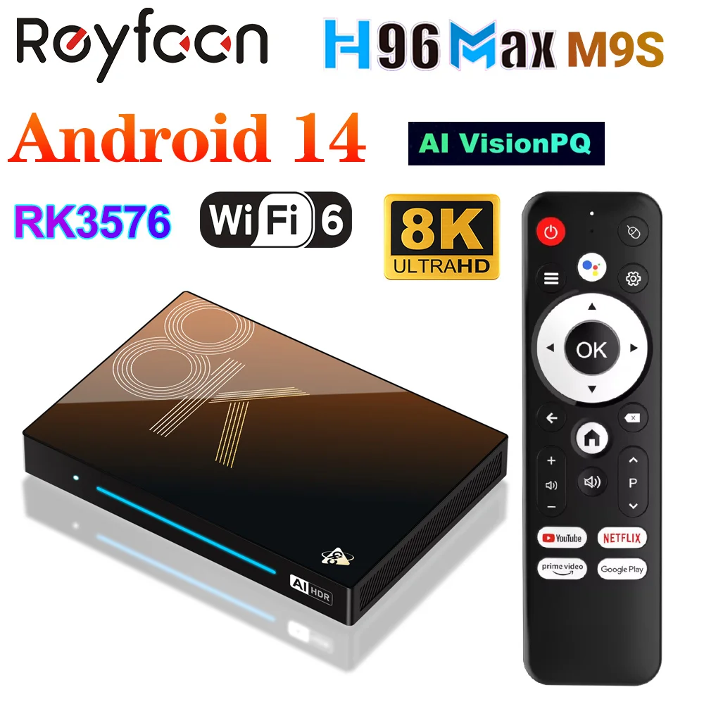 ТВ-приставка H96 MAX M9S AI VisionPQ, декодирование видео на базе Android 14, Rockchip RK3576 ...