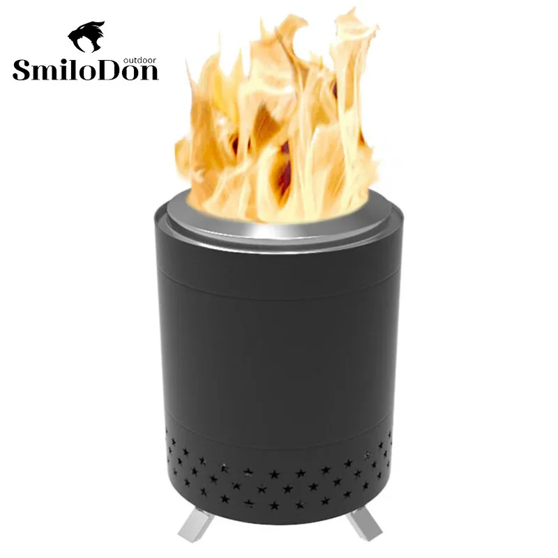 SmiloDon 18 * 15cm Fire Pit Camping Bonfire Wood Stove Stainless Steel ...