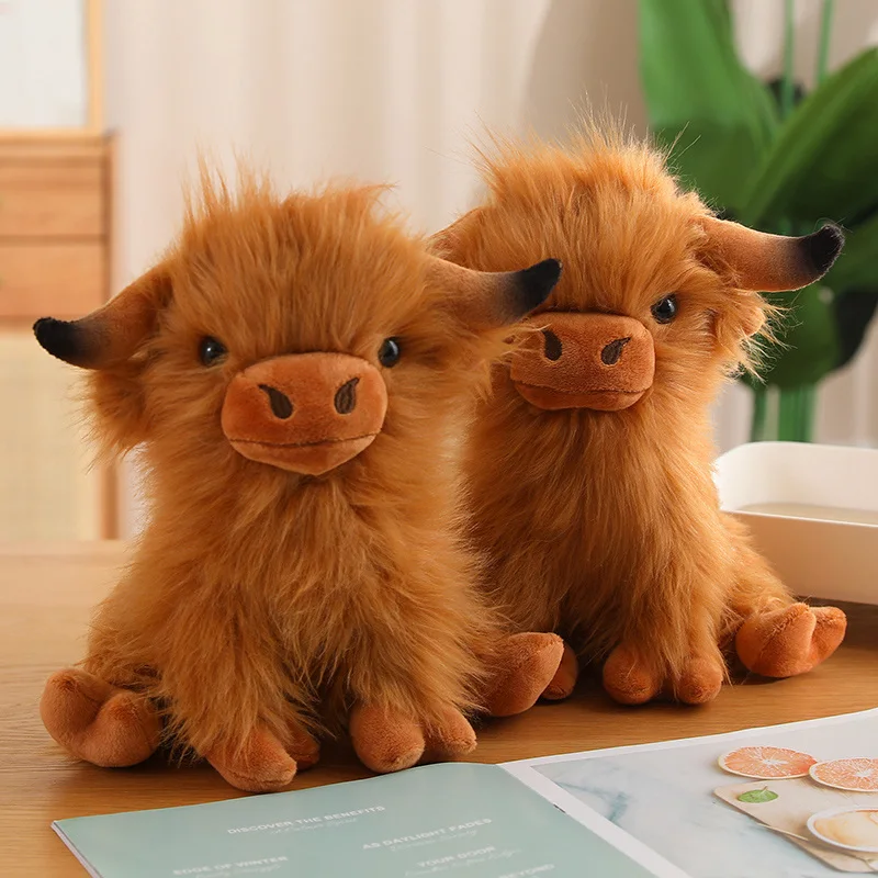 Kawaii Simulation Highland Cow Plush Animal Doll Soft Stuffed Wild Yak ...