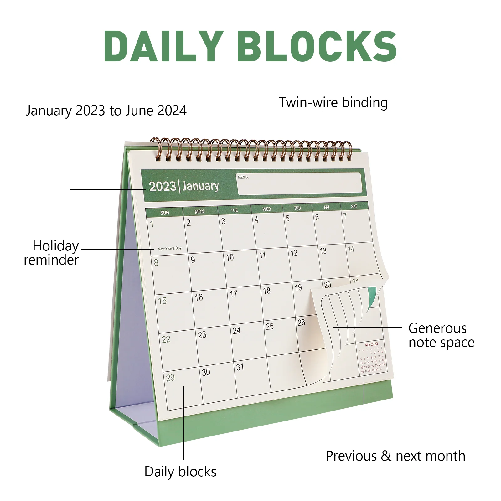 Calendar Desk Desktop Monthly Flip Standing 2023 Planner Daily 2024 ...
