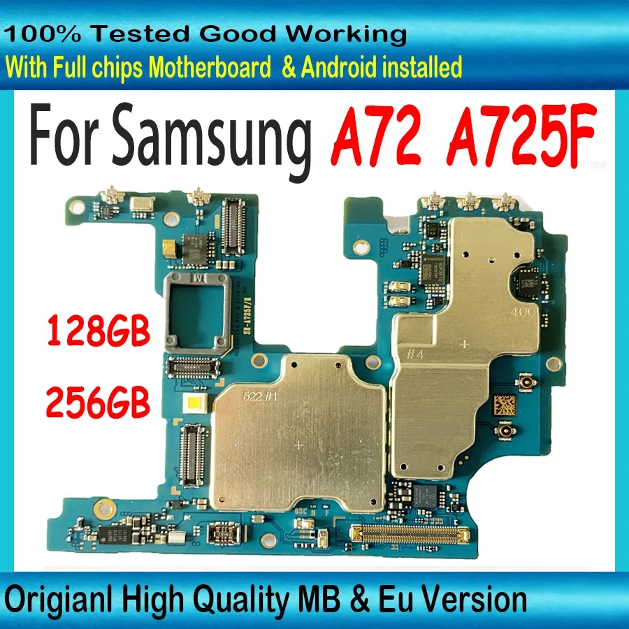100% материнская плата для Samsung Galaxy A72 A725F, основная логическая плата с полными чипами ...