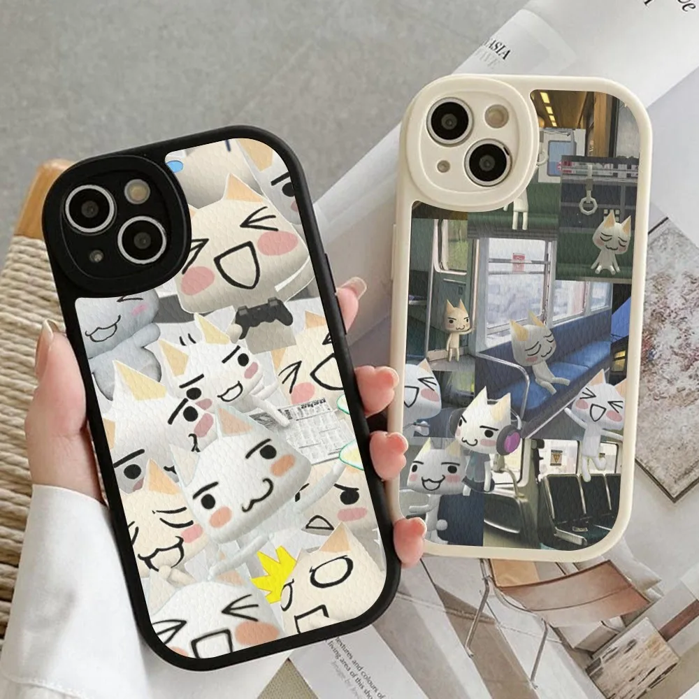 INS Cute Toro Inoue Cat Phone Case Hard Leather For IPhone 16 15 14 13 ...