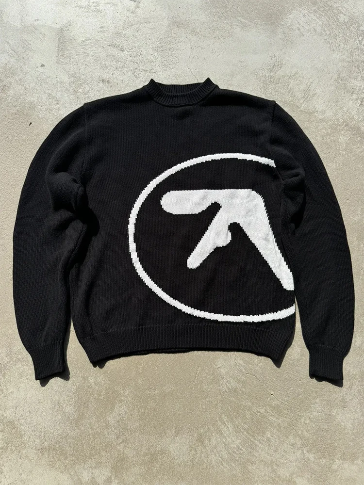 Men's Sweater Y2K Aphex Twin Knit Oversized Pullovers Gothic Jumper ...
