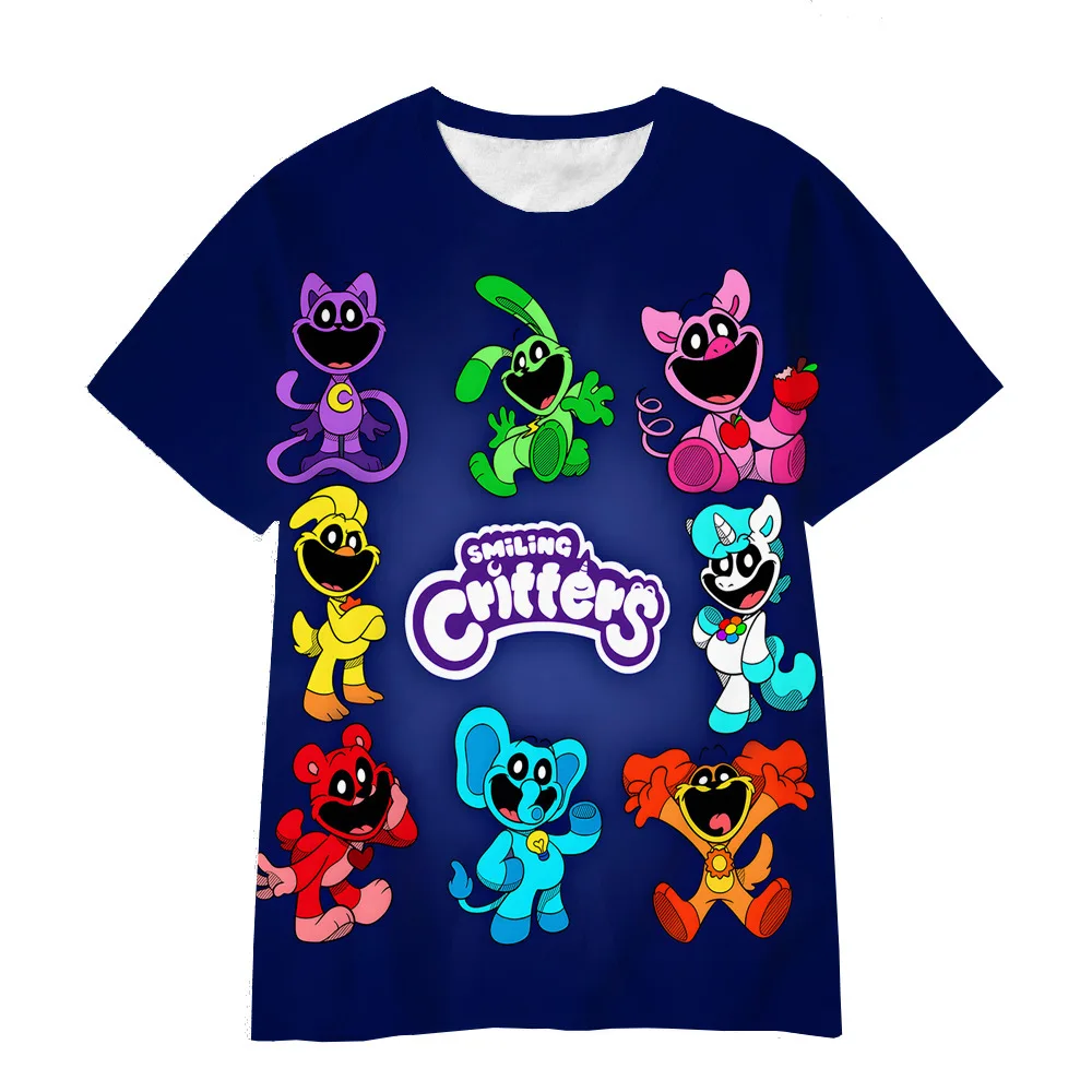 Летняя детская футбольная футболка с 3D принтом улыбающегося животного ...