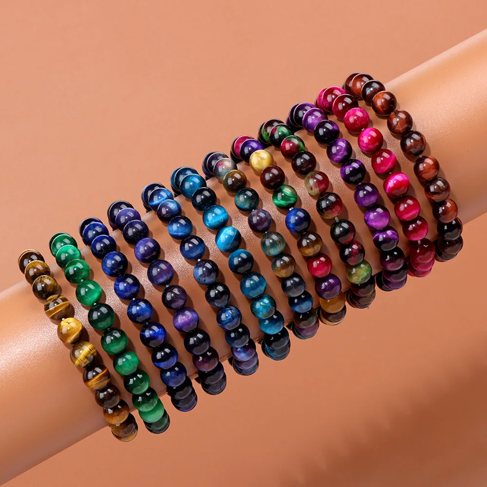 Новый браслет из натурального камня тигровый глаз с бусинами для женщин ...