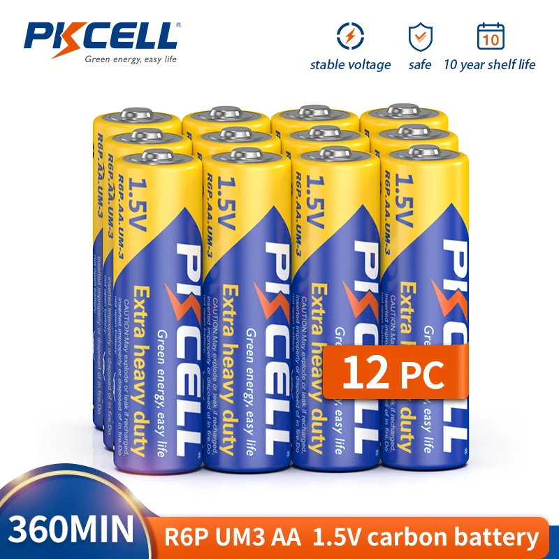 Аккумуляторная батарея PKCELL R6P 1,5 В, 12 шт | AliExpress