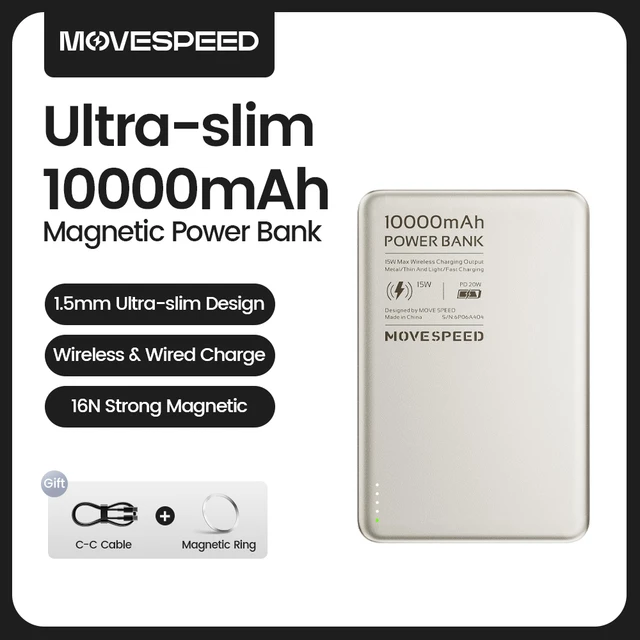 MOVESPEED S10 Тонкий магнитный внешний аккумулятор 10000 мАч PD20W ...