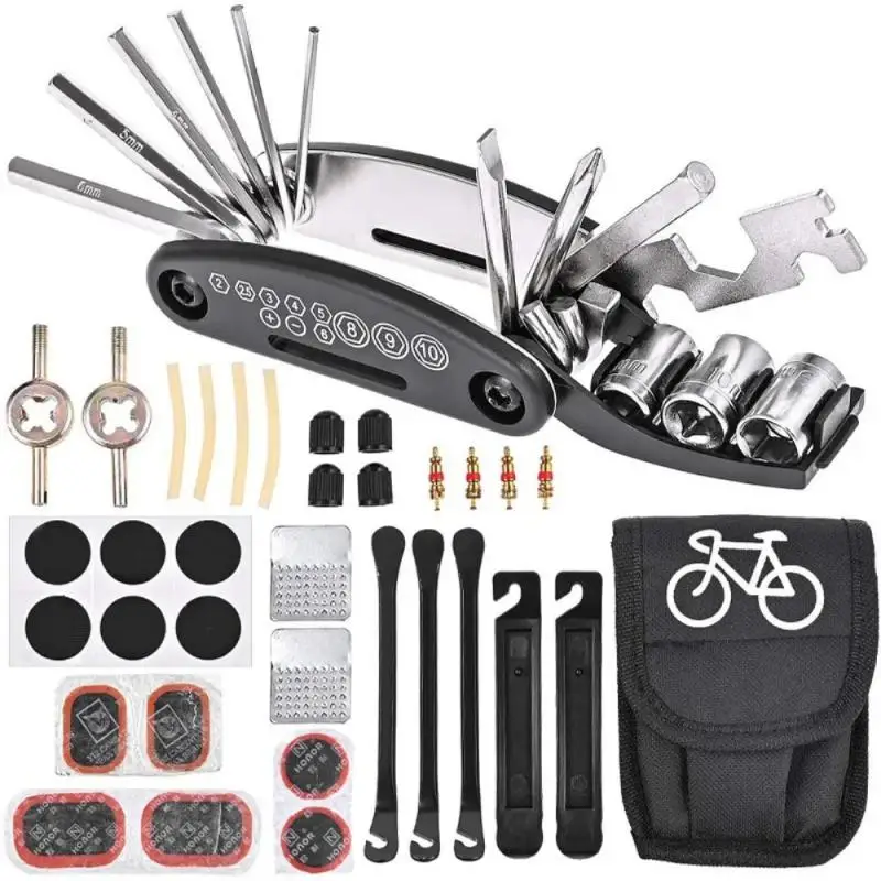 Portable Bicycle Repair Tool Kit Bike Repair Tool Kit Pump Tire Patch Multi-functional Wrench ...