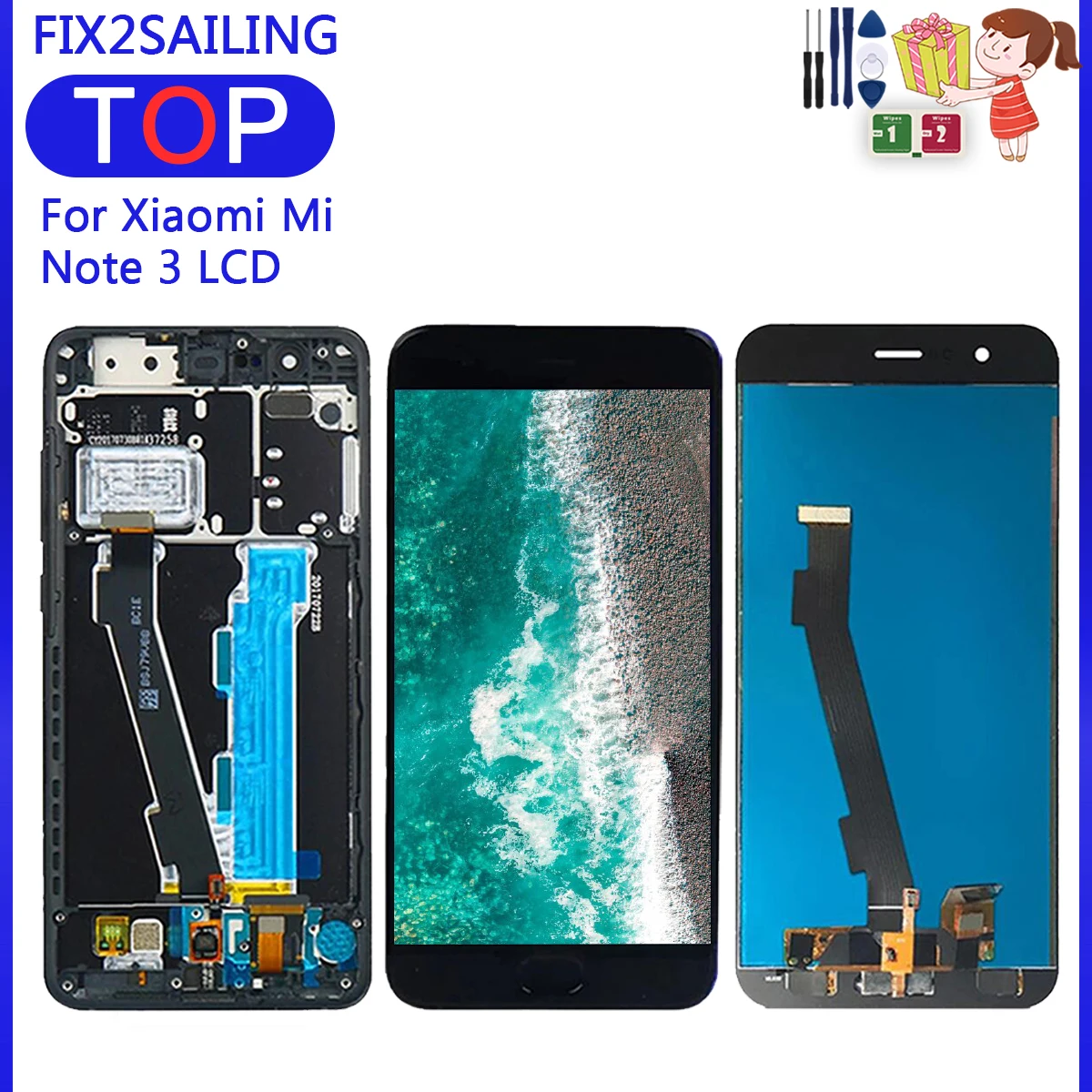 ЖК-дисплей 5,5 дюйма для Xiaomi Mi Note 3, сенсорный экран с дигитайзером в сборе для Xiaomi Mi ...