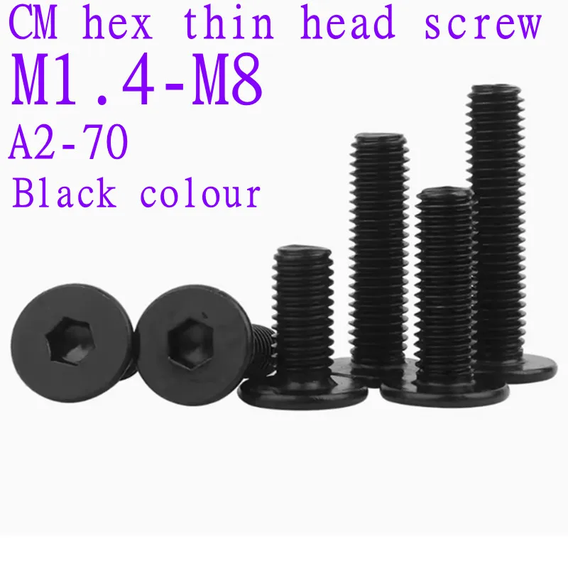 Ультратонкие плоские винты из нержавеющей стали 304, M1.4, M1.6, M2, M2.5, M3, M4, M5, M6, m8, 5 ...