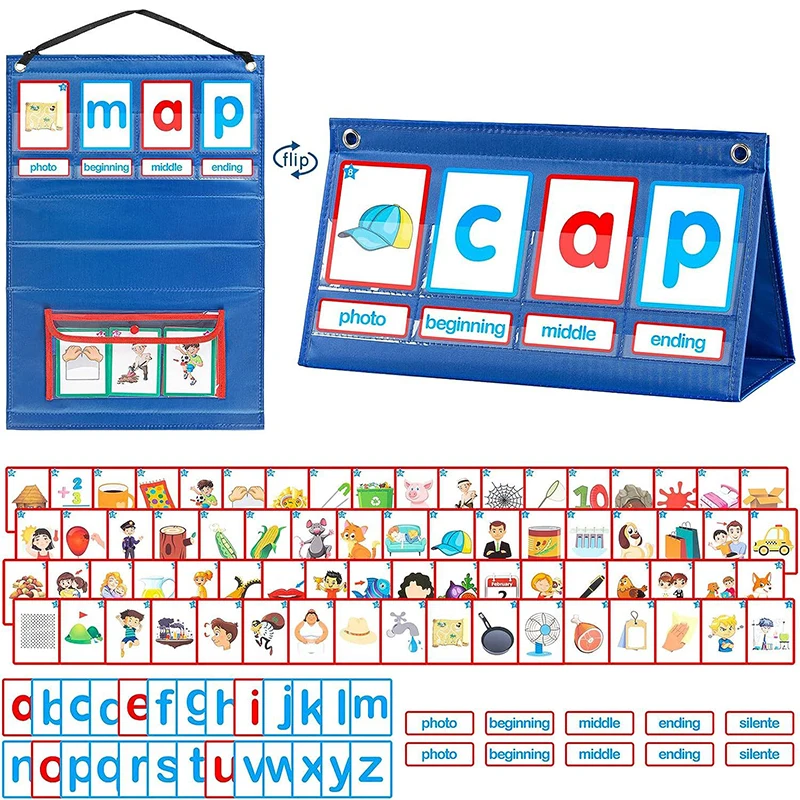 Flash Cards for Kids Educational CVC Word Builder Kindergarten Pocket ...