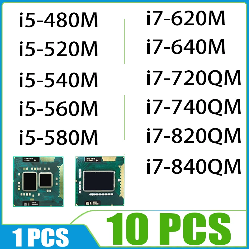 Процессоры Intel Core i5 480M, i5 520M, i5 540M, i5 560M, i5 580M, i7 620M, i7 640M, i7 720QM ...
