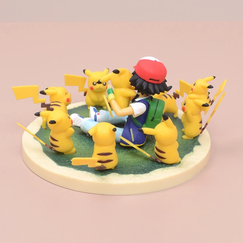 Pokemon Ash Ketchum Pikachu Anime Figure Garage Kits Ornament PVC Manga ...