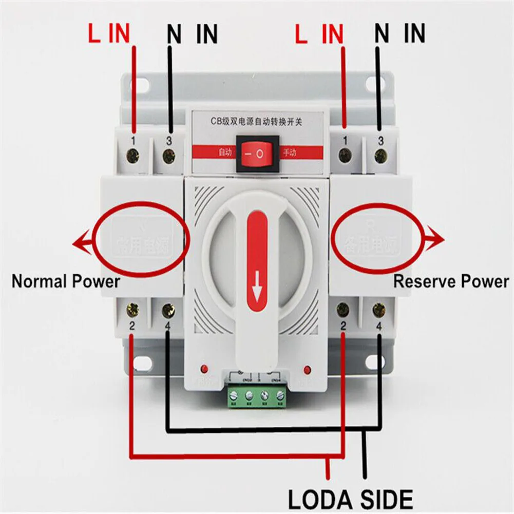 2P/4P 63A-32A MCB Type Automatic Dual Power Transfer Switch Circuit ...