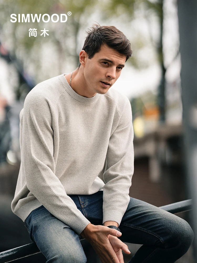 SIMWOOD 2024 Autumn Winter New Oversize Casual Crewneck Sweater Men ...