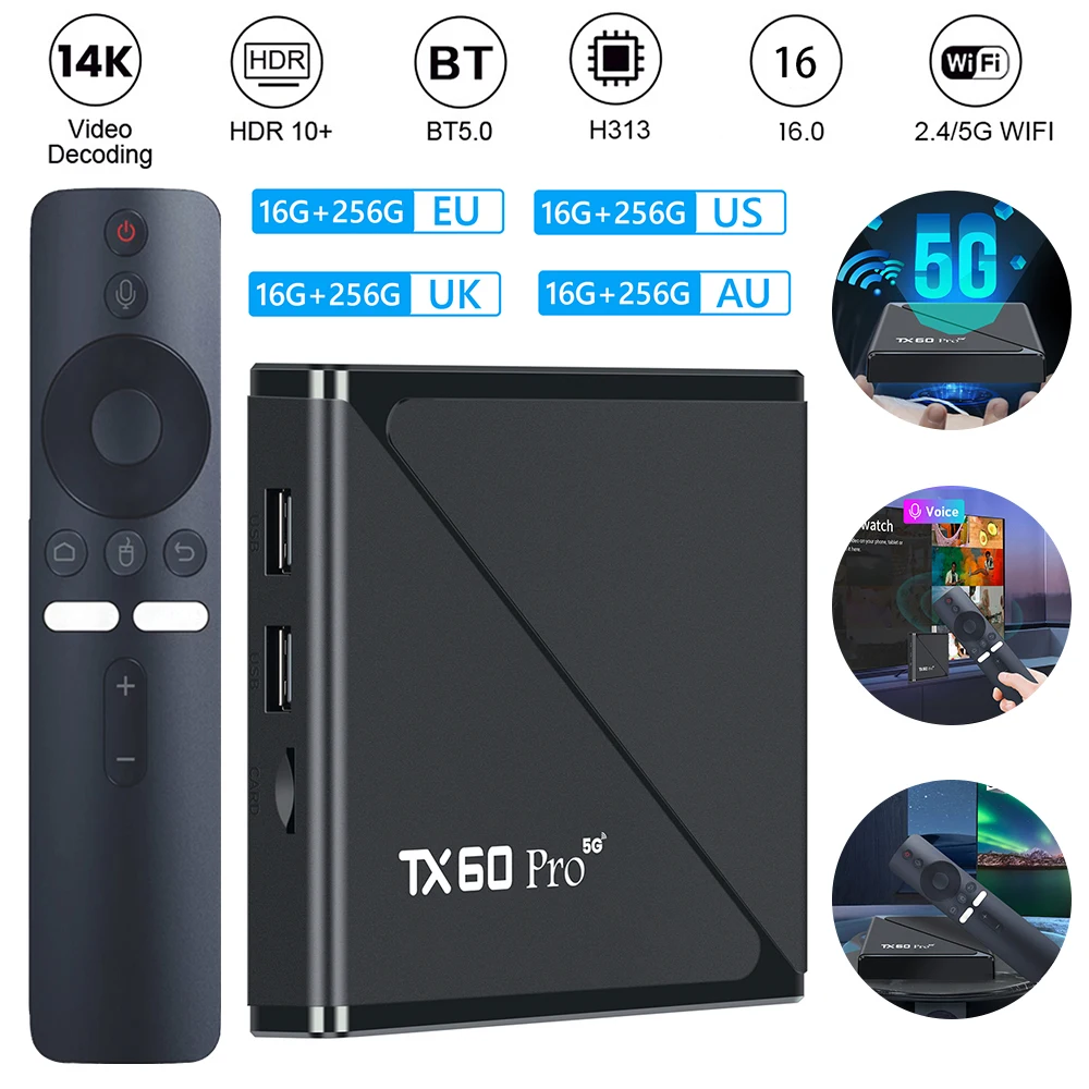 Android 16 Smart TV Box Allwinner H313 Quad Core 2.4G & 5G Dual WiFi6 ...