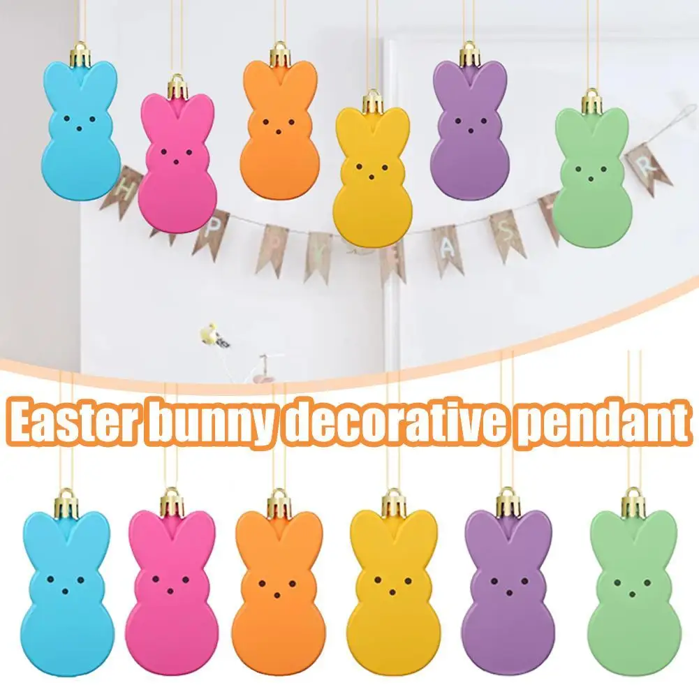 24pcsEaster Plastic Bunny Decorative Pendant Garlands Rabbit Swirl ...