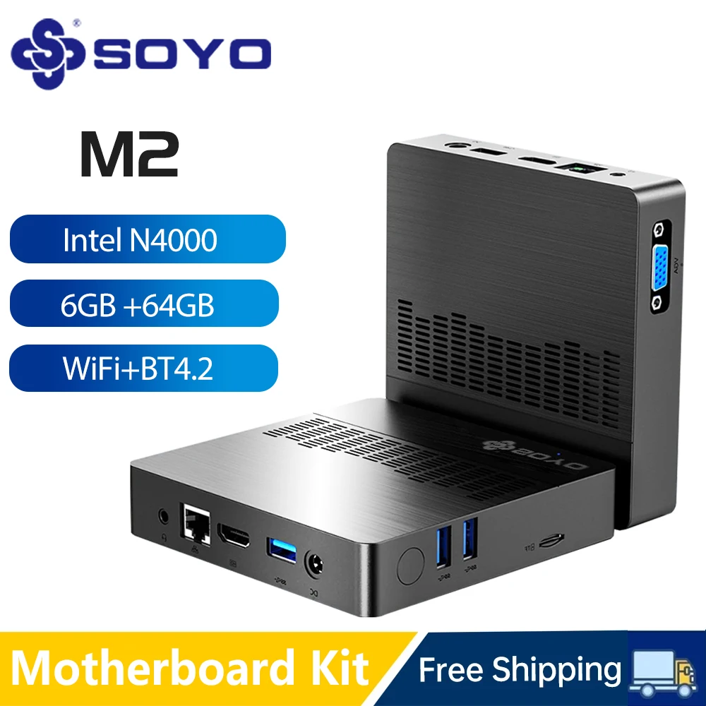 Мини-ПК SOYO M2 Intel N4000 CPU 6G RAM 64G ROM VGA USB3.0 | AliExpress