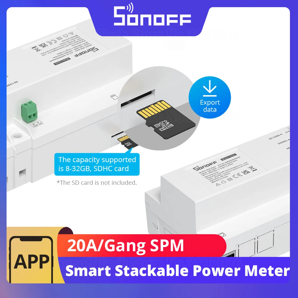 Умный штабелируемый измеритель мощности SONOFF SPM Φ 20A 4-релейная ...
