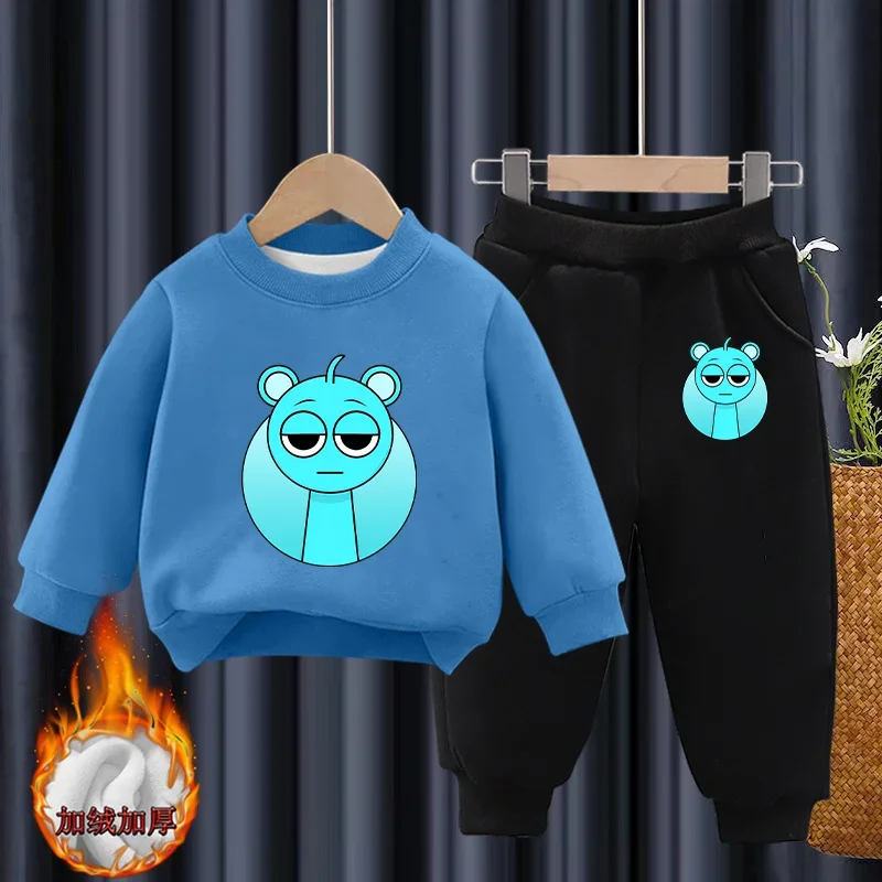 Sprunki Warm Kids Clothing Set Boy Thicken Fleece Lined Sweatshirt ...