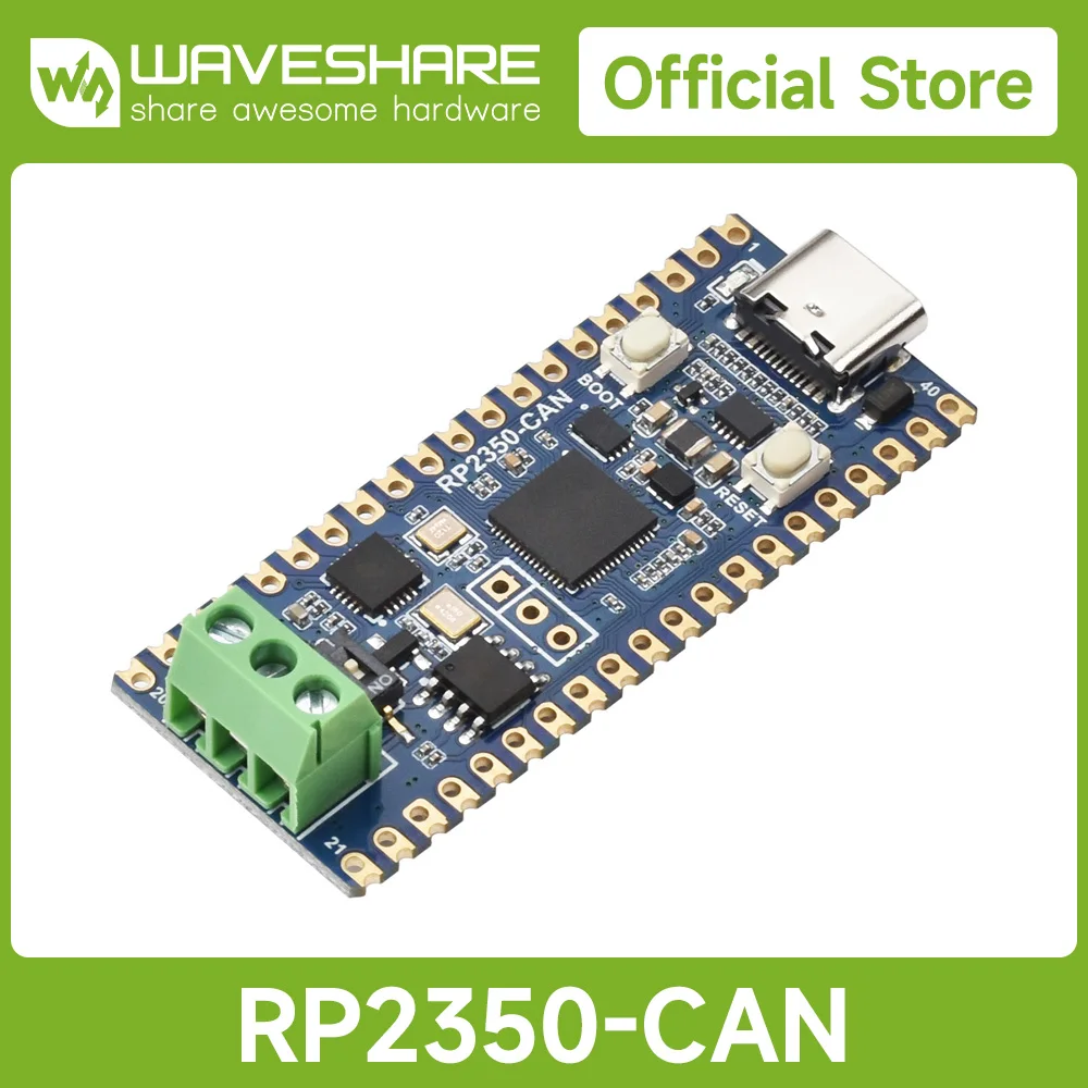 Плата разработки Waveshare RP2350 CAN, на базе двухъядерного двухъядерного микроконтроллера ...