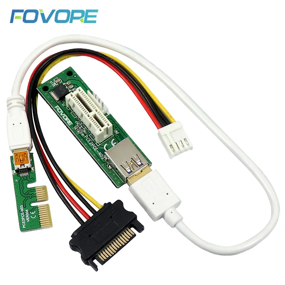Удлинитель PCIE PCI Express 1X to 1X Riser USB 3.0 Кабель питания SATA ...