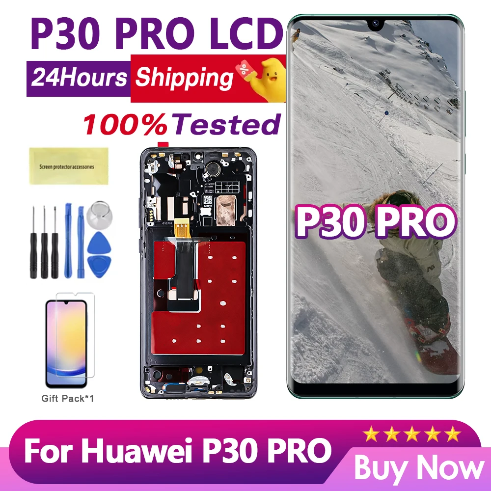 6,47 "OLED для Huawei P30 Pro ЖК-сенсорный экран VOG-L29 VOG-L09 VOG-L04 Дигитайзер дисплея для ...