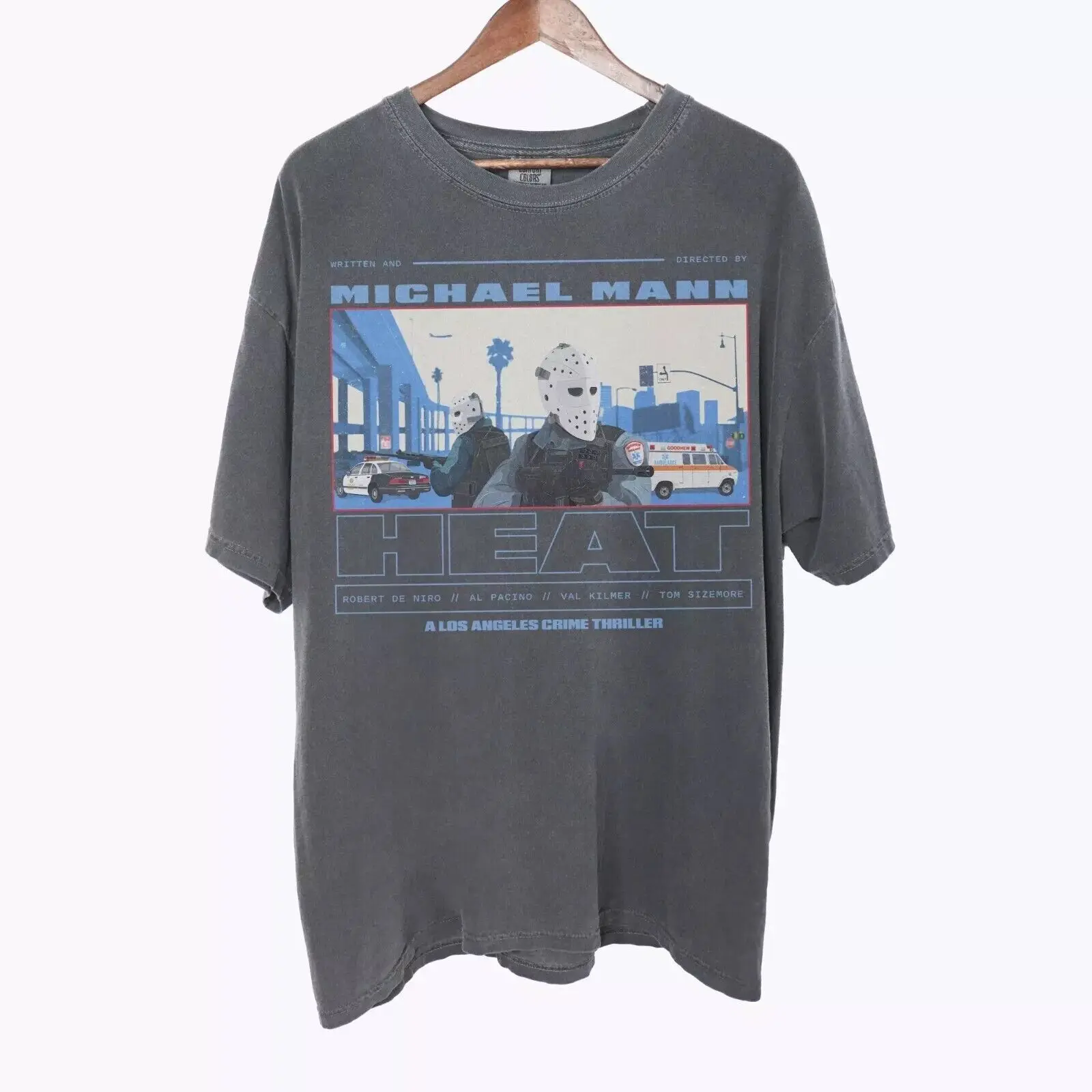 1995 Heat Movie T-Shirt, Vintage Washed Black Michael Mann Memorabilia ...