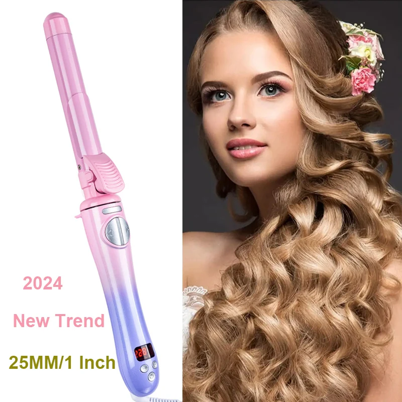 Щипцы для завивки волос автоматические, 25 мм, с ЖК-дисплеем | AliExpress