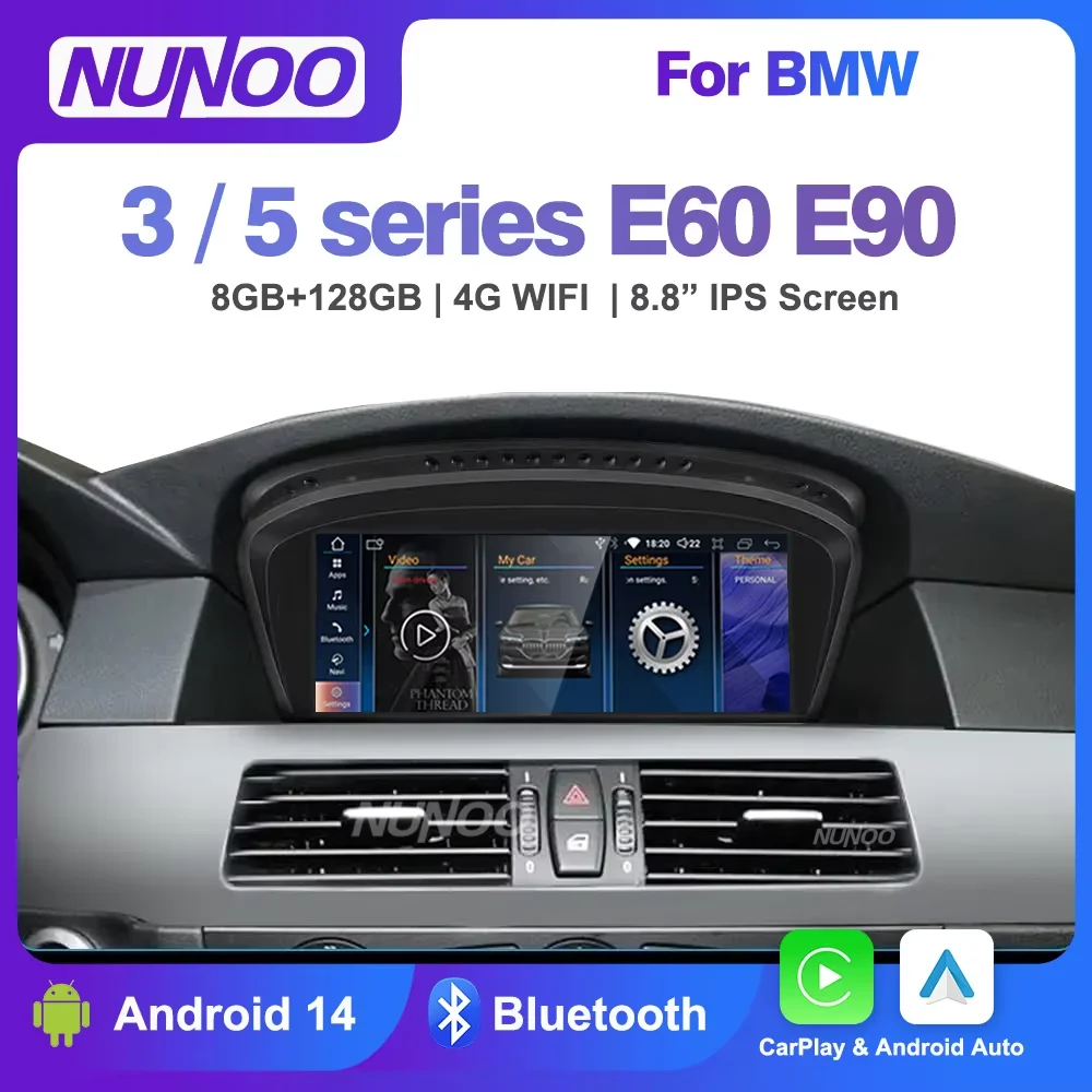 Новый беспроводной экран CarPlay Android 14, для BMW E60 E61 E62 E63 E90 E91 E92 2005-2012 ...