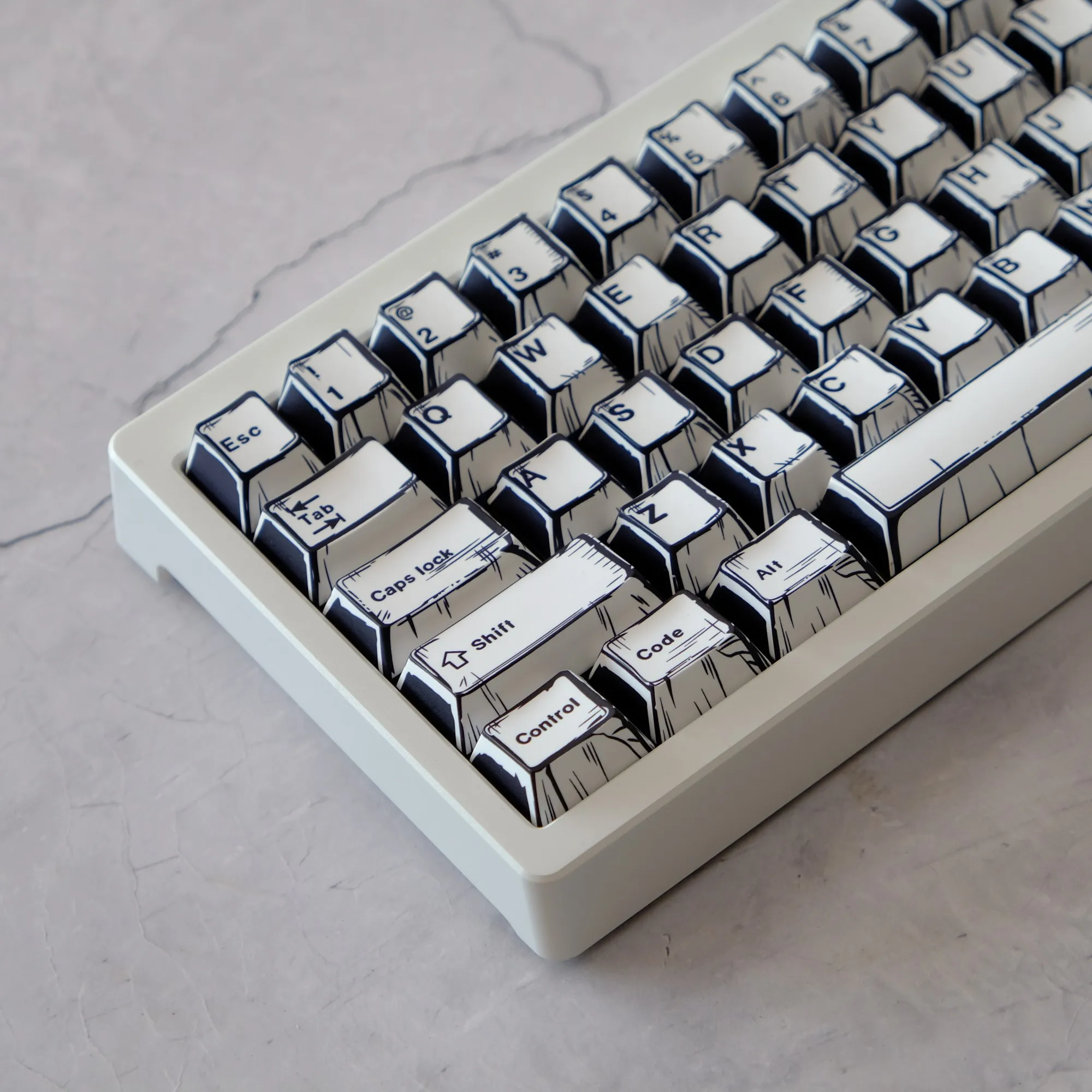 Comic PBT Keycaps Cherry Profile Dye Sub Keycap White Black Yellow For ...