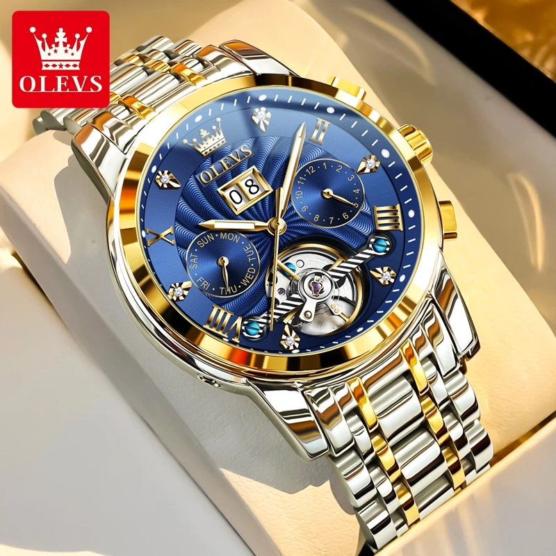 OLEVS 9910, мужские часы, роскошные оригинальные полностью ...