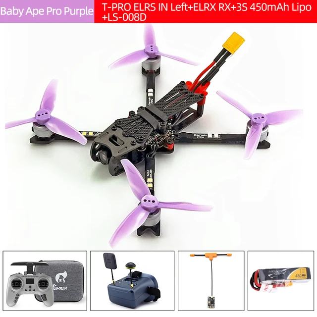 DarwinFPV Baby Ape Pro 3" 2-3S Caddx Ant Purple RTF Jumper T-Pro ELRS ...