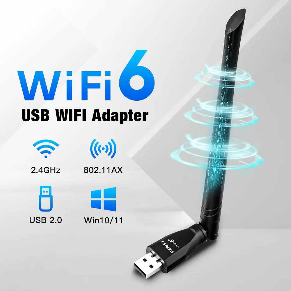 Fenvi WiFi 6 USB Wi-Fi адаптер AX286 802.11AX только сетевая карта 2,4G сигнал WiFi ключ для ПК ...