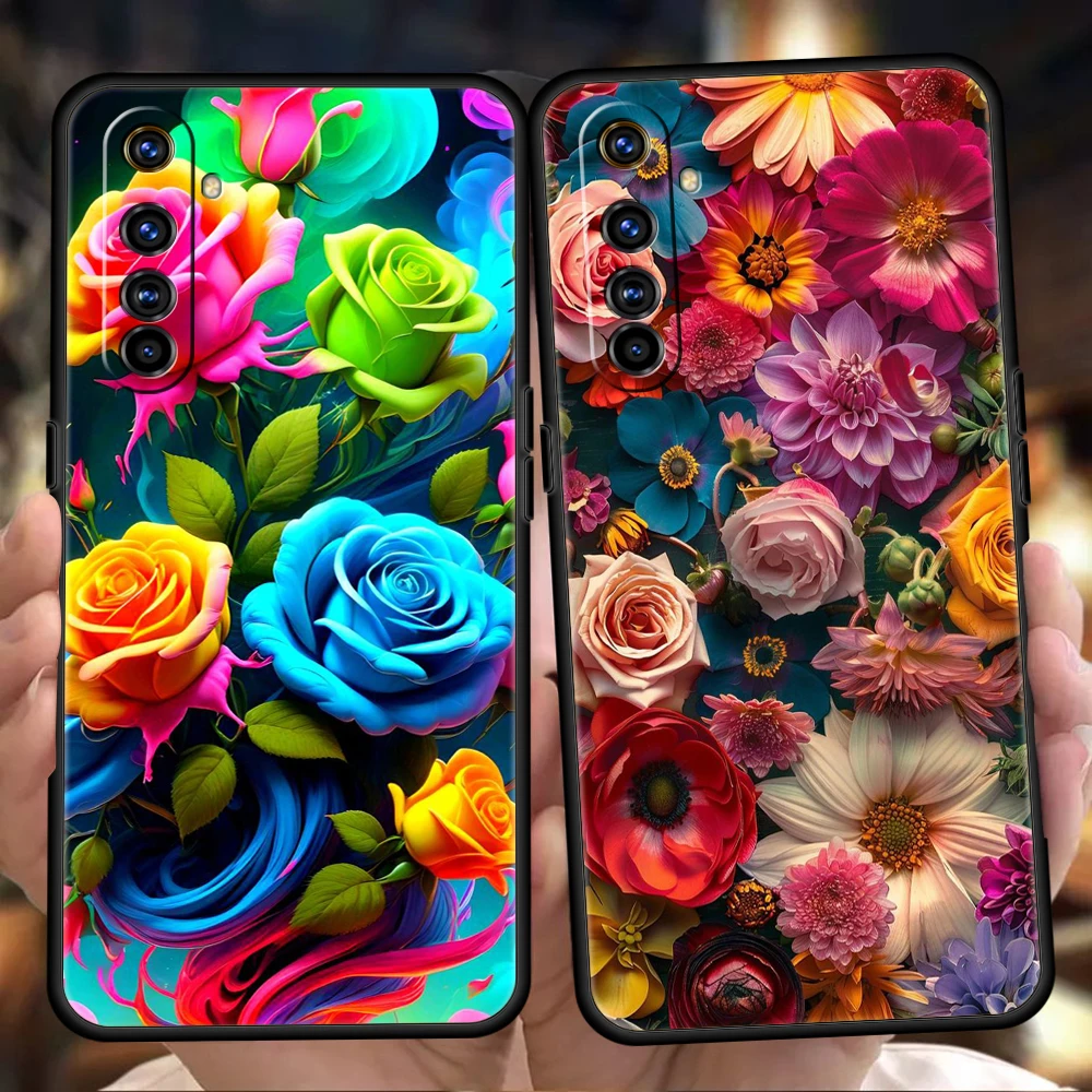 Colorful Flower Silicone For Realme 10 11 8i 9i 9 Pro Plus GT2 C3 6 7 8 ...