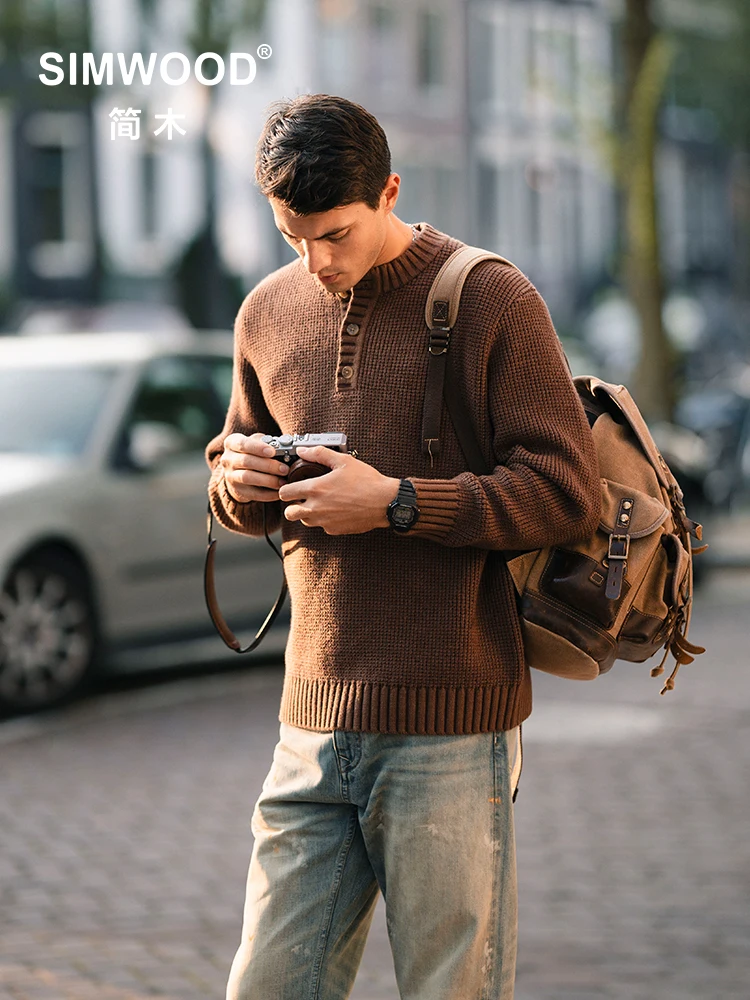 Мужской теплый акриловый свитер SIMWOOD 2025 | AliExpress