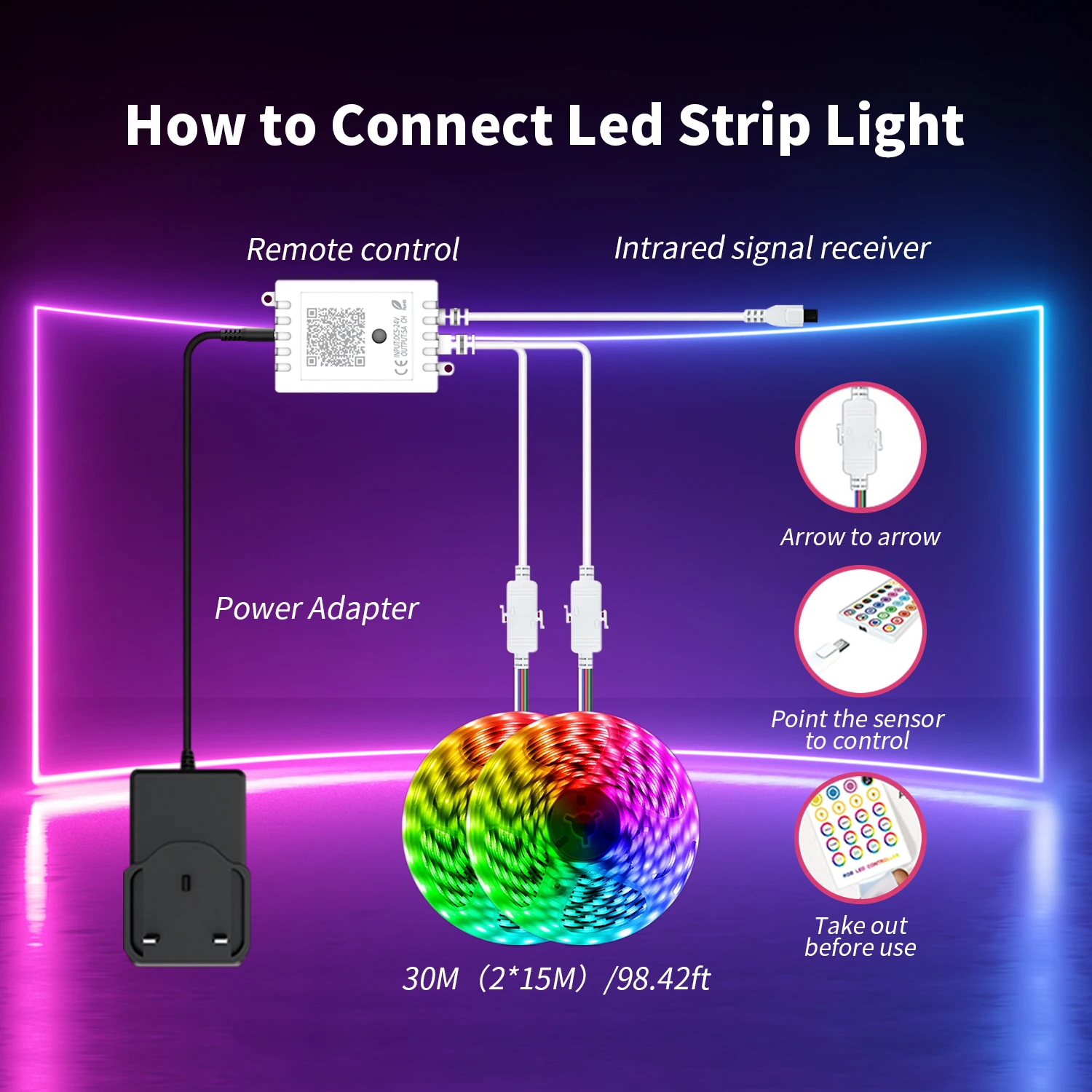 12V LED Strip Light RGB 5050 Music Sync Color Changing 5M 10M 15M 20M ...