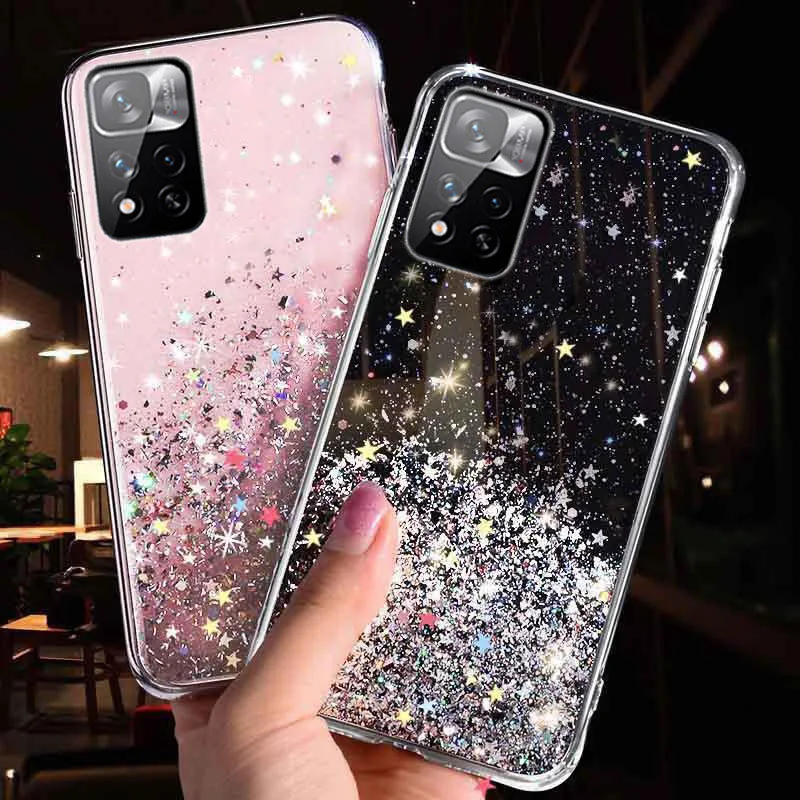 Силиконовый чехол Bling Star Glitter для Xiaomi Redmi 9 9A 9C 10A 10C 11A 12 12C Redmi Note 7 8 ...
