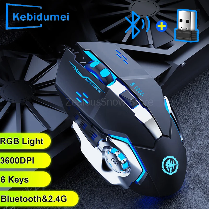 Перезаряжаемая беспроводная мышь 2,4 ГГц Bluetooth игровая RGB мышь USB ...