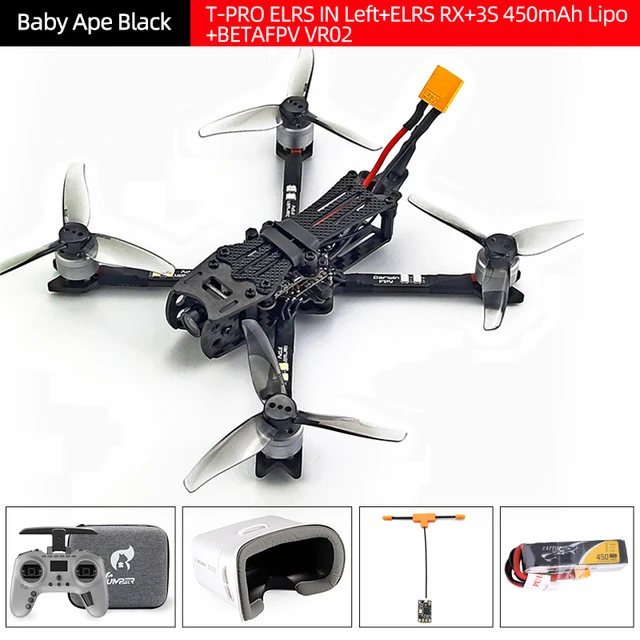 DarwinFPV Baby Ape 3" 2-3S 700TVL Black RTF Jumper T-Pro ELRS + RX ...