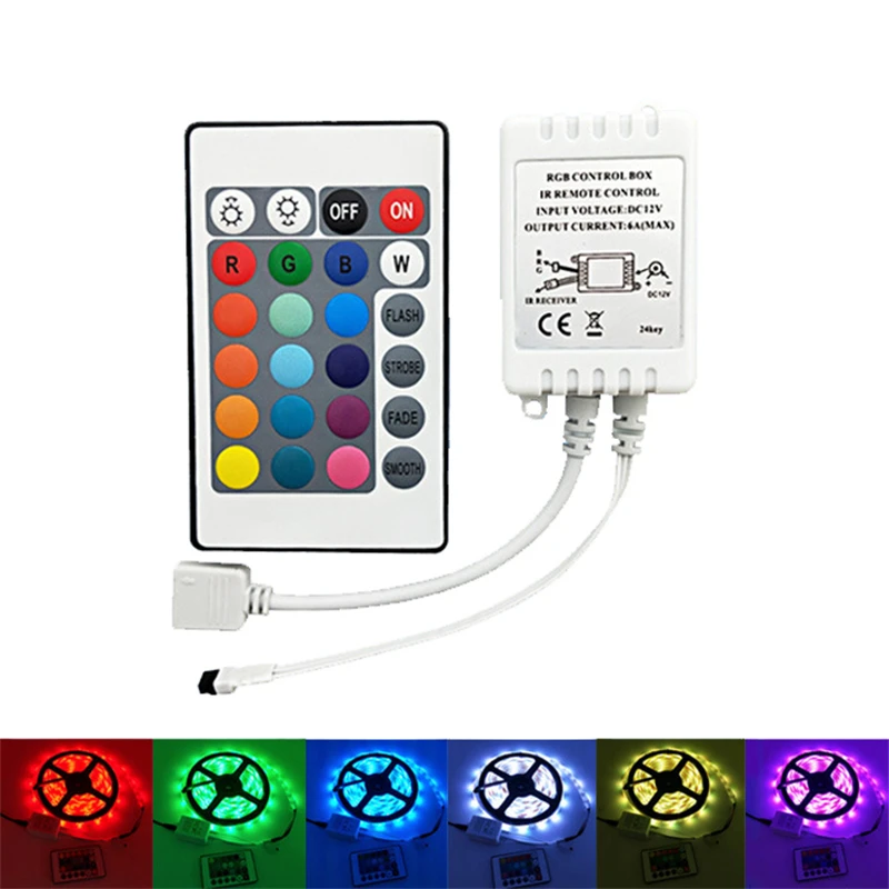 Led Strip Ir Controller 12v Dc Rgb Controler 24key Remote Controller Dimmer For Rgb 2835 5050