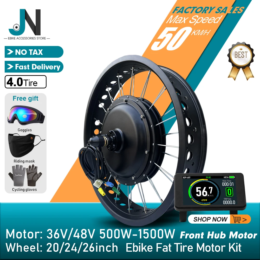 Фэтбайк, 36 В, 48 В, 500 Вт, 1000 Вт, 4,0 шина, бесщеточная ПЕРЕДНЯЯ ...
