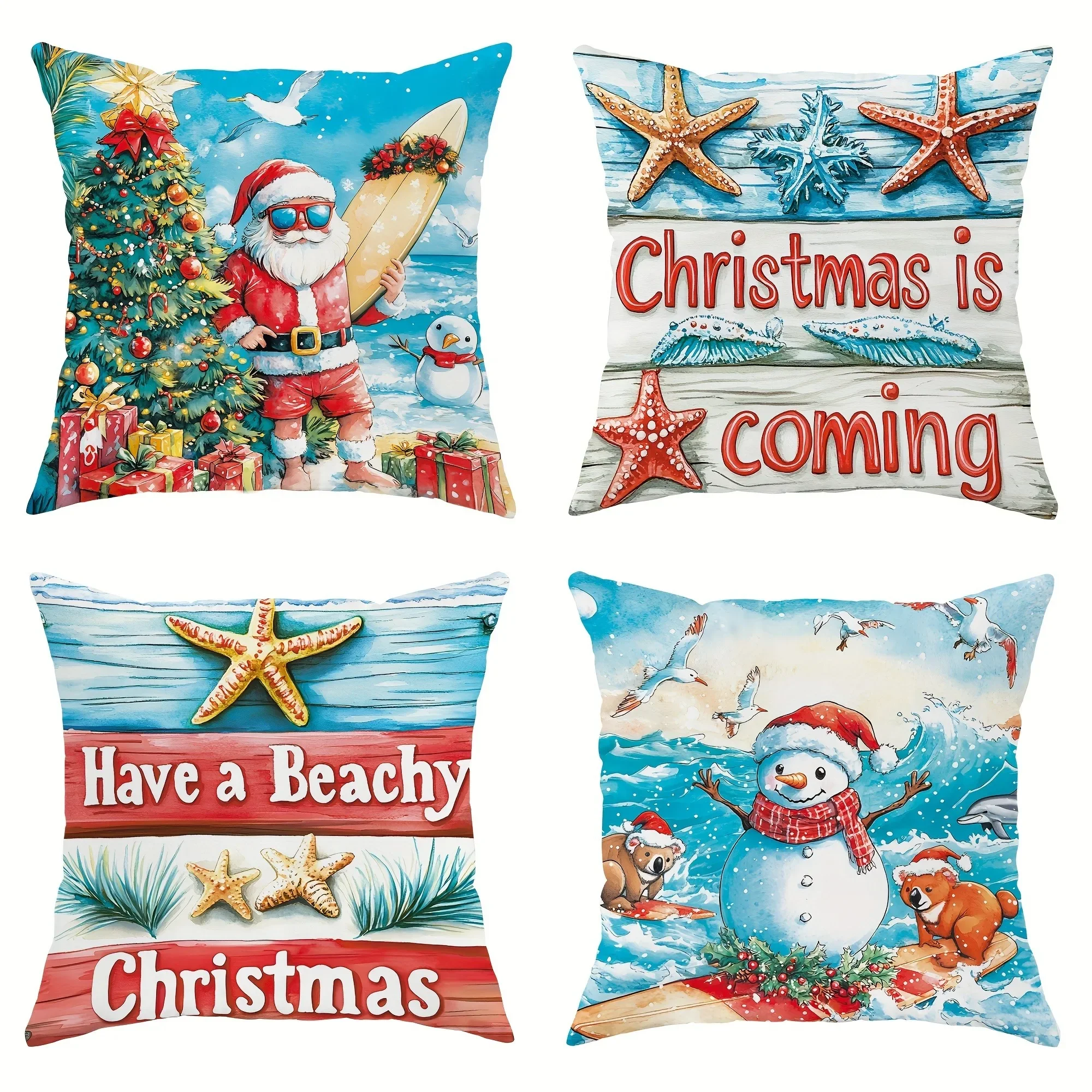Christmas ocean theme decoration pillowcase Santa Claus snowman ...