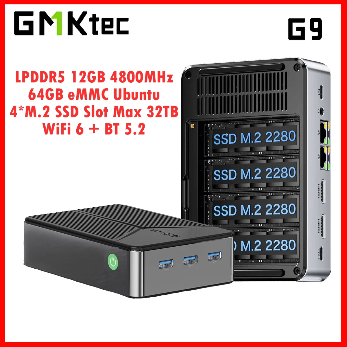 GMKtec Nucbox G9 МИНИ-ПК Intel N150 MINI NAS Windows 11 Pro LPDDR5 M.2 2280 SSD WIFI6 BT5.2 ...