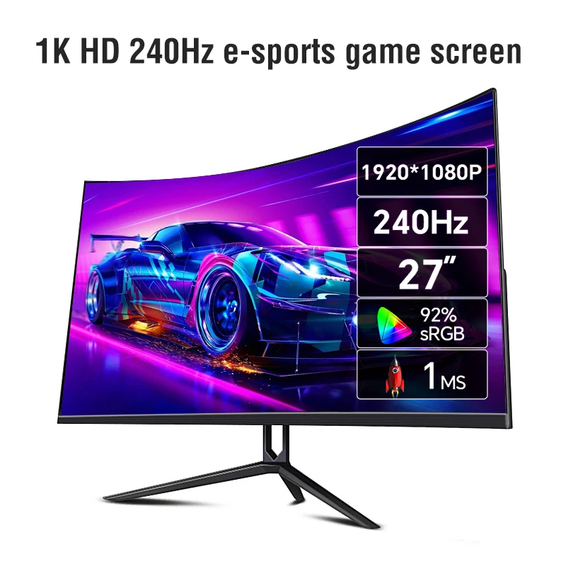 Изогнутый игровой компьютерный монитор Anmite 27 дюймов FHD 240 Гц, HDR ...