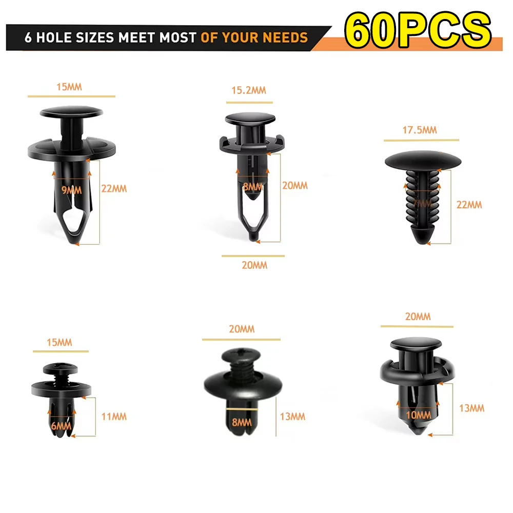 6 Size 60Pcs Auto Fastener Clips for Chevrolet Cruze Malibu Aveo Trax ...